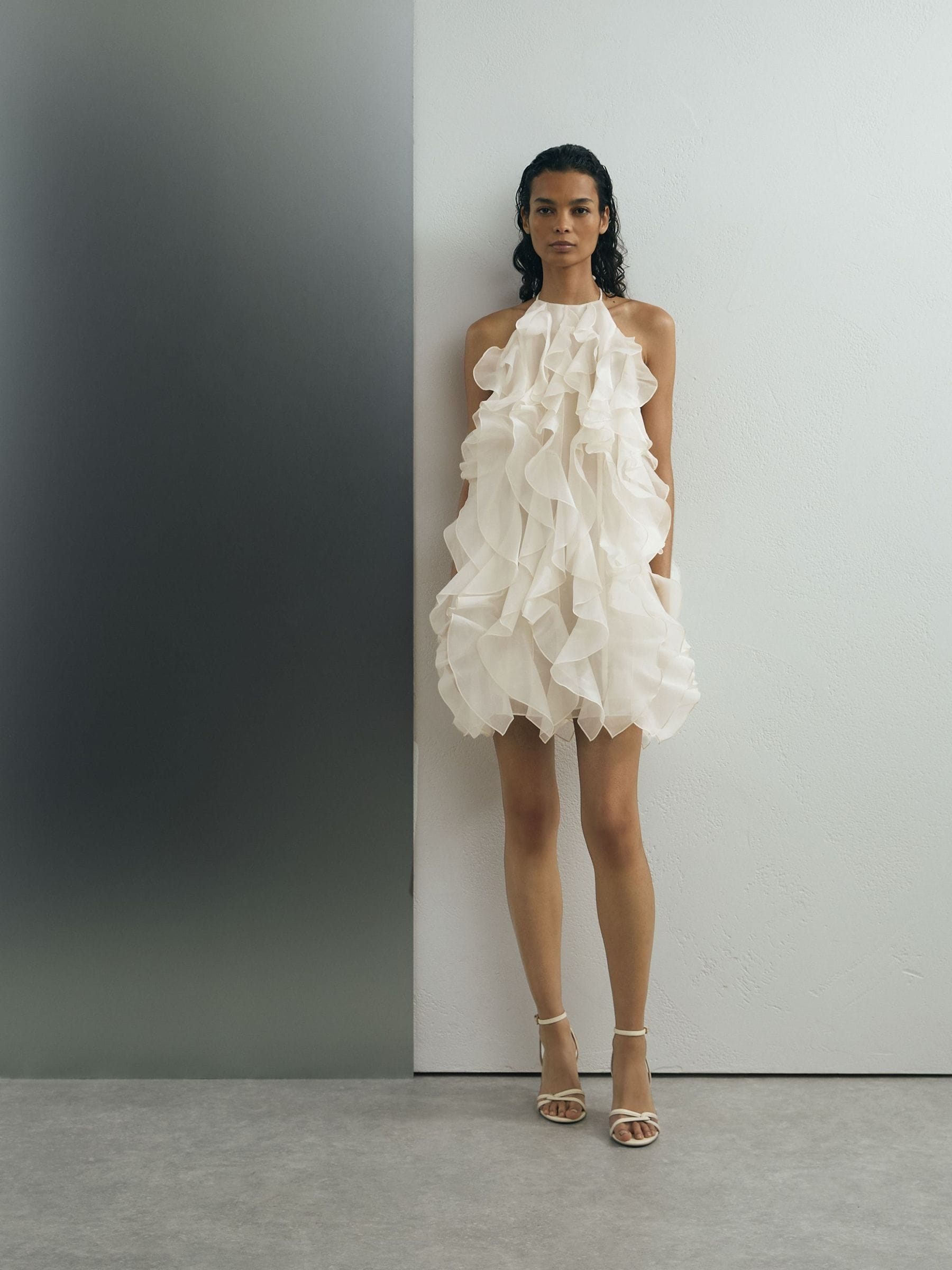 ATELIER Silk-Organza Ruffle Mini Dress